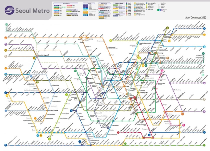 Seoul metro - rutekort, billetter og priser